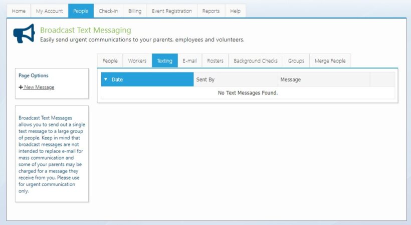 Broadcast Text Messaging - KidCheck