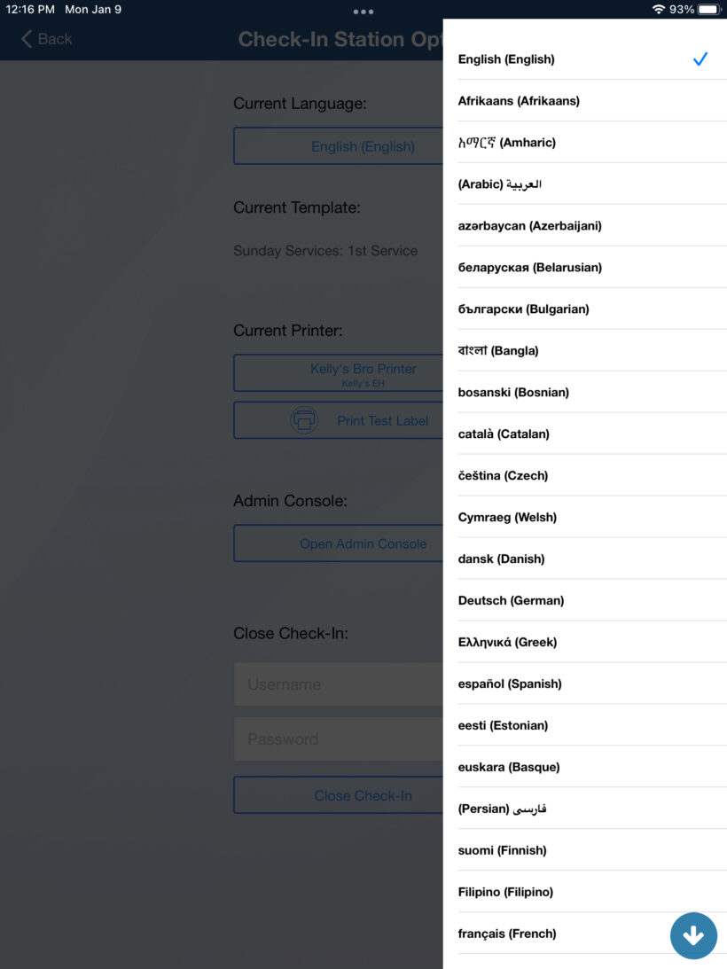 Multilingual Check-in Station Settings - KidCheck