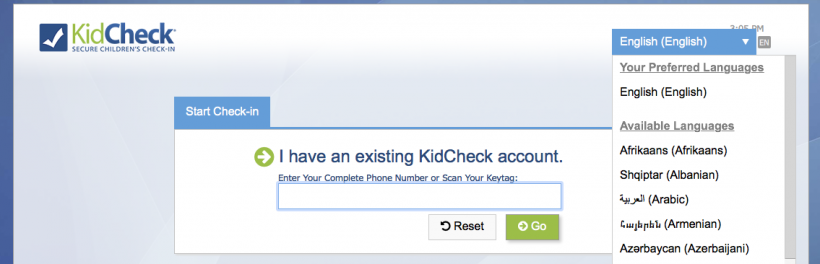 Multilingual Check-in Station Settings - KidCheck