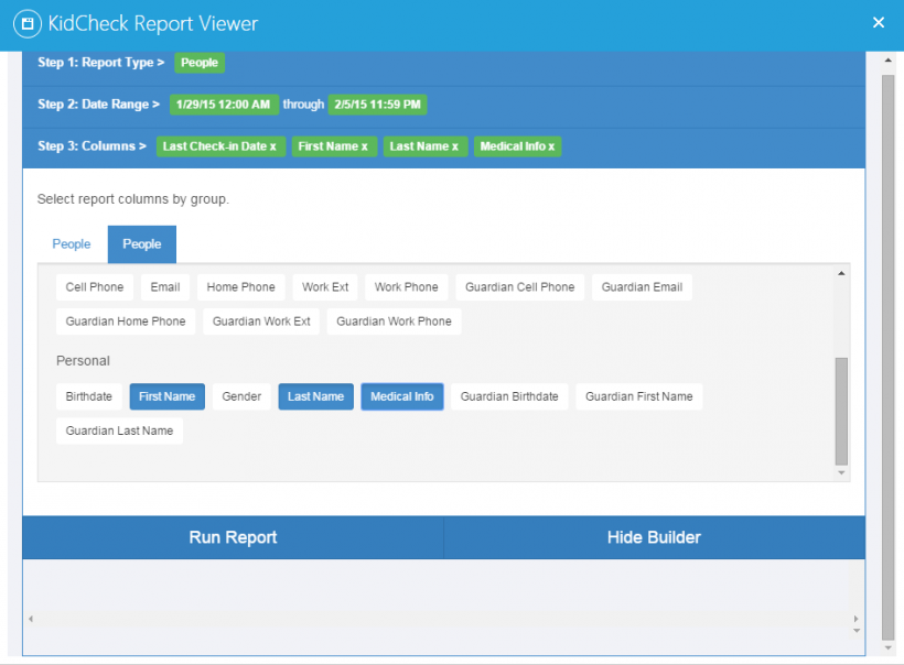 Custom Reports - KidCheck