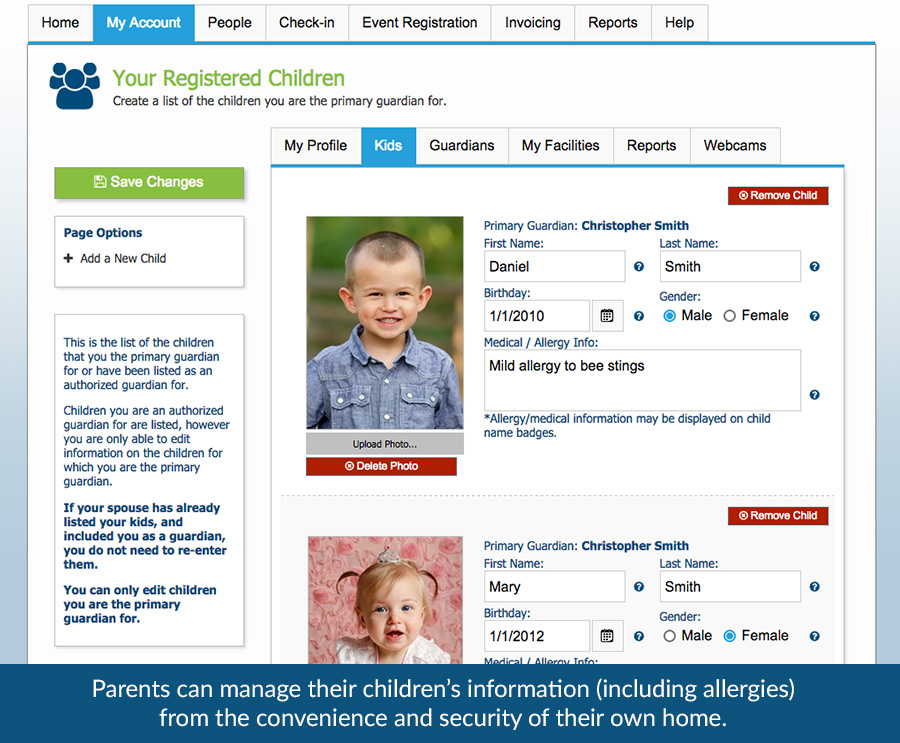 Children's Check-in Software Screenshots - KidCheck