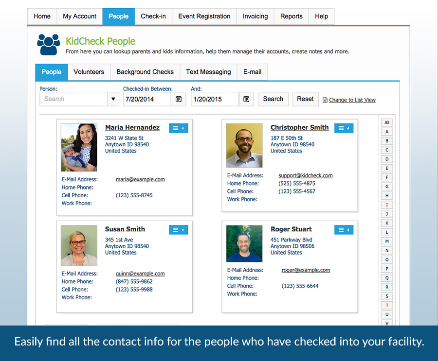 Children's Check-in Software Screenshots - KidCheck
