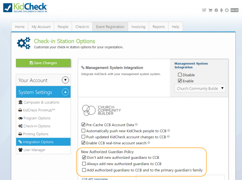 Church Community Builder (CCB) Integration - KidCheck