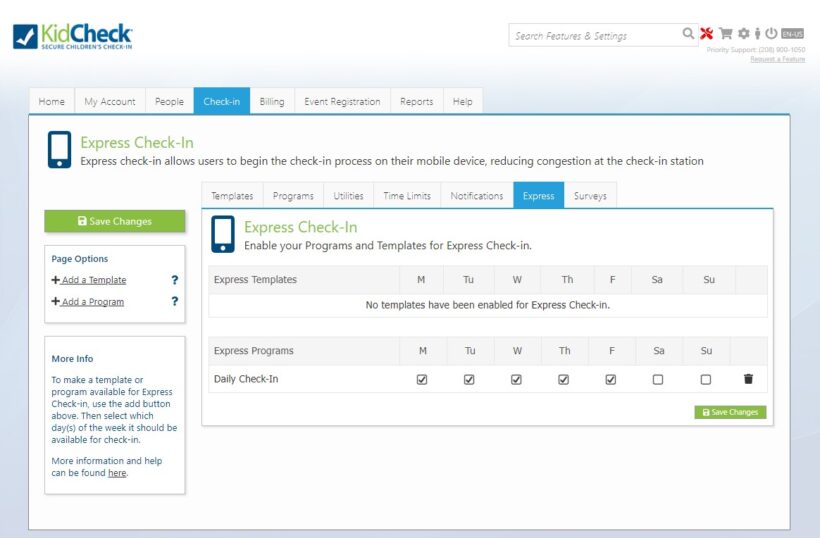 Enabling Mobile Express Check-In - KidCheck
