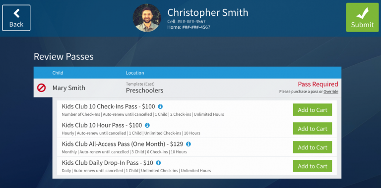 Billing (Check-In Passes and Add-ons) - KidCheck