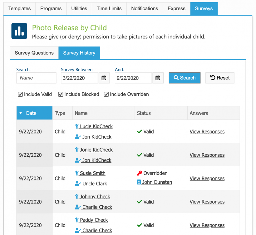 Check-In Surveys - KidCheck