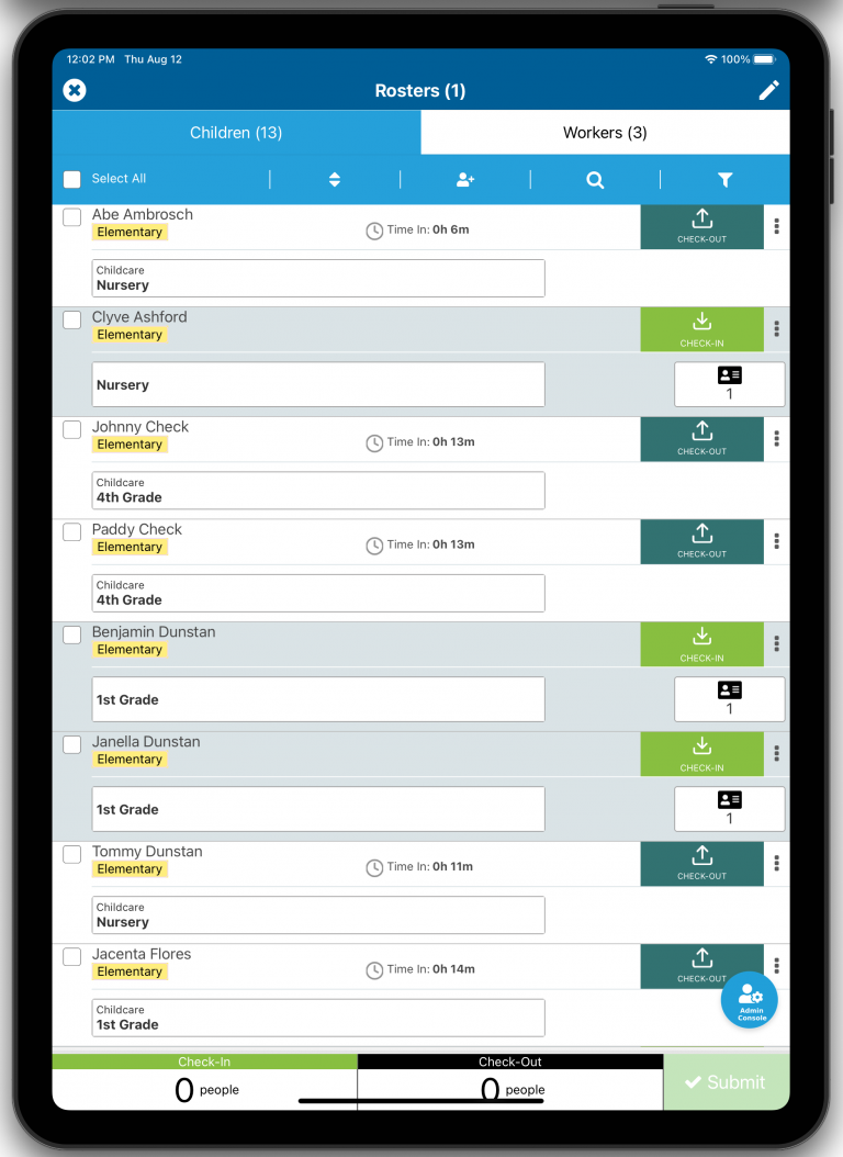 Roster Check-In - KidCheck