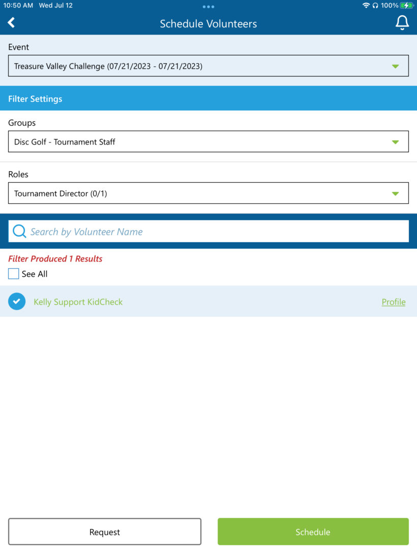 Volunteer Scheduling - Admin Console App - KidCheck