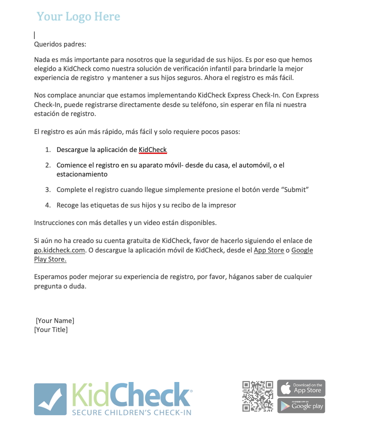 Roll Out Documents - KidCheck